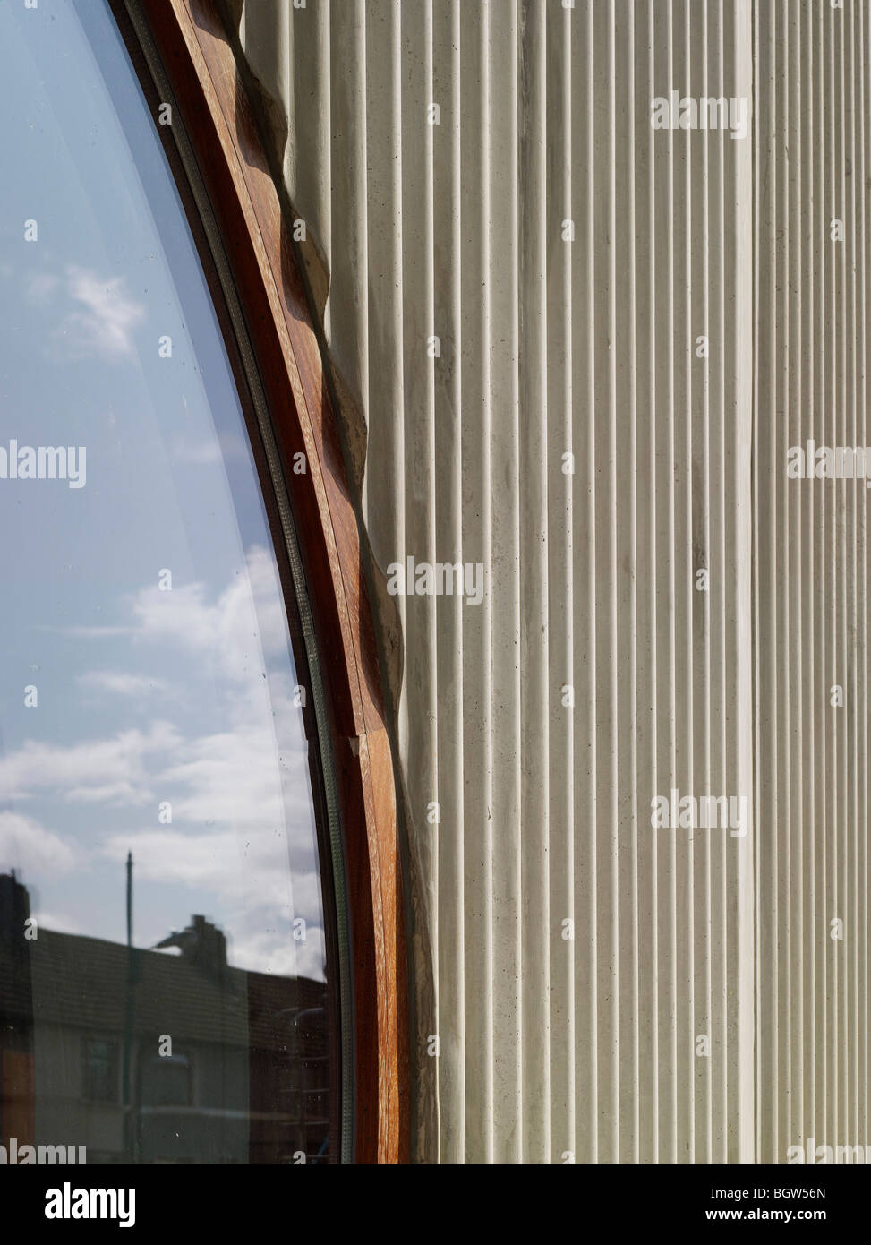 sean o'casey community centre circular window and corrugated concrete ...