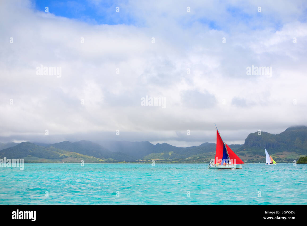 Sailing regatta in Mauritius on colorful traditional wooden boats ...