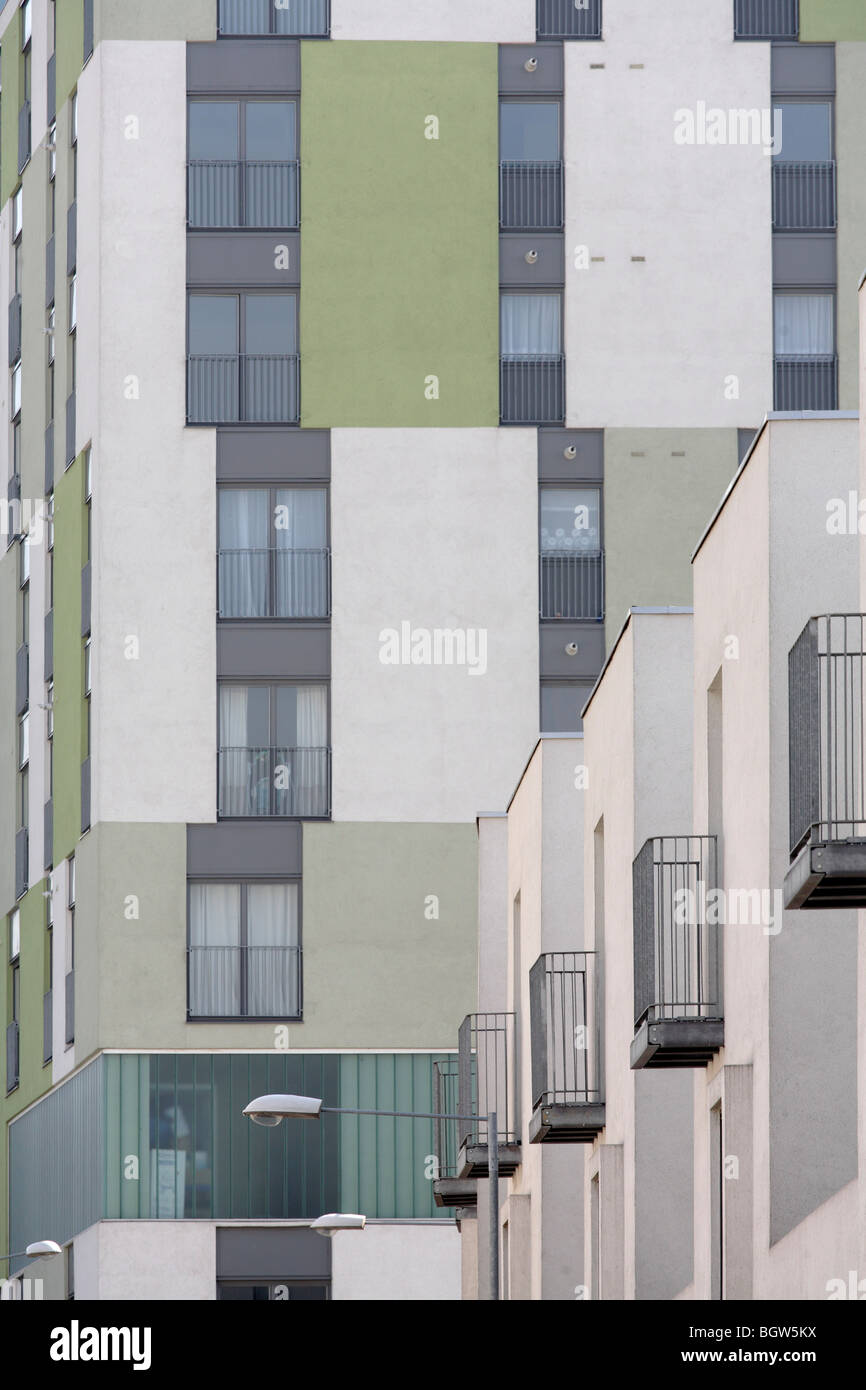 tanner street gateway, houses with equinox tower in background Stock ...