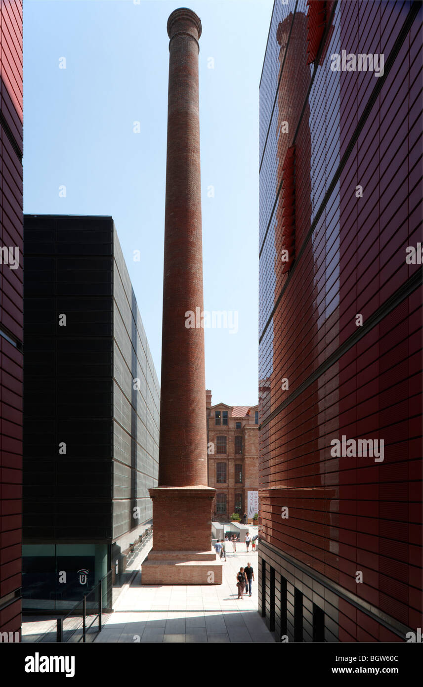 conical brick built modernist chimney and square view Stock Photo - Alamy