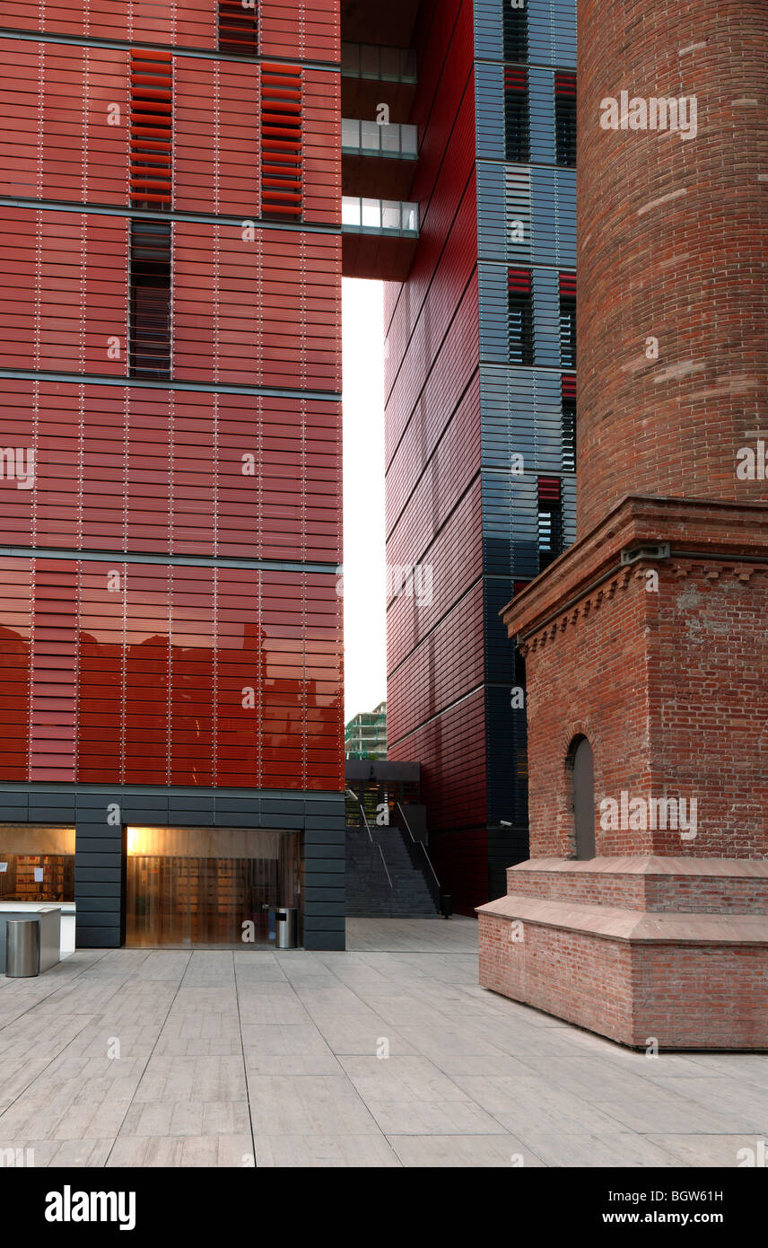 conical brick built modernist chimney and square view Stock Photo - Alamy