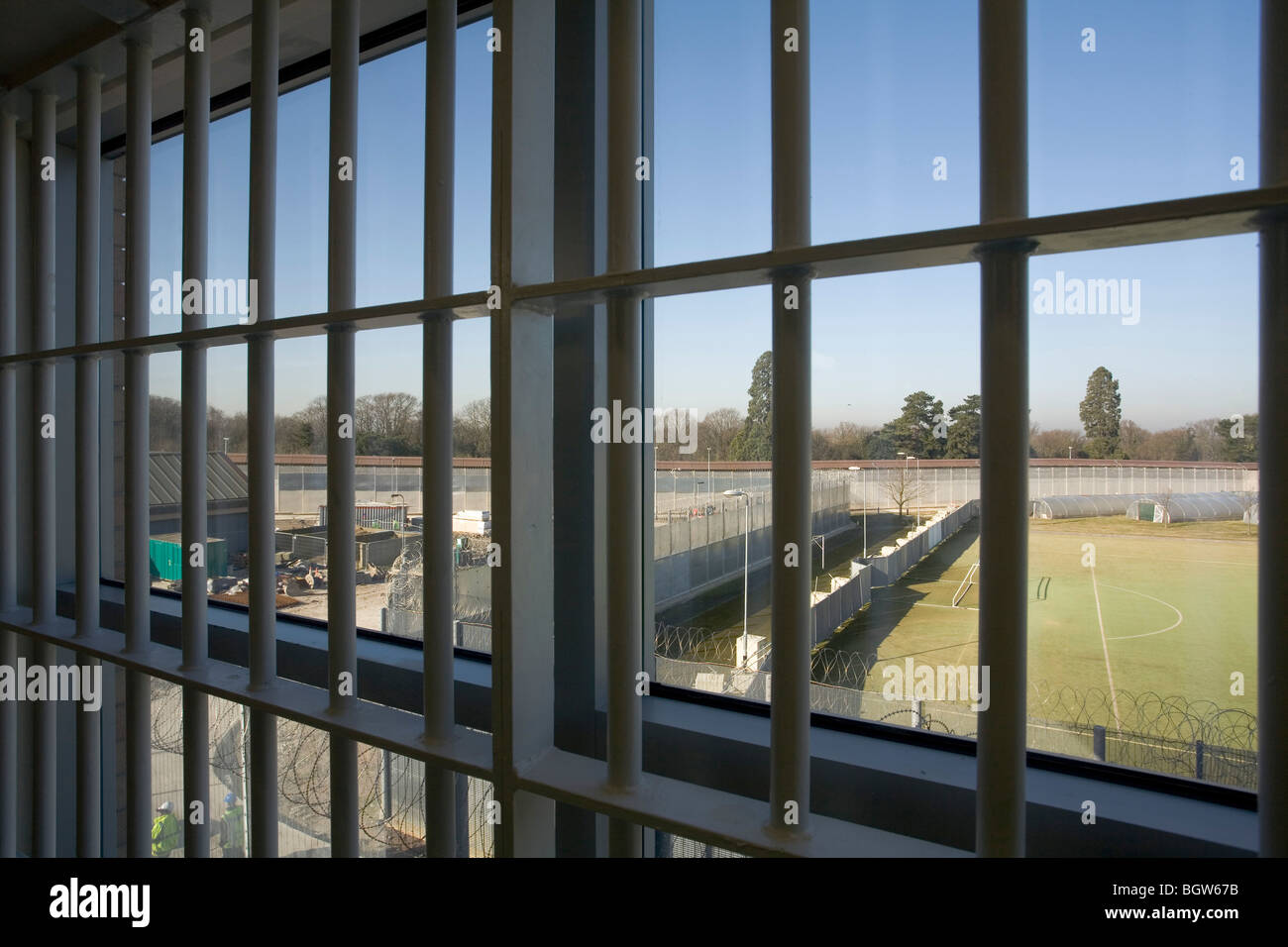 high down prison landing window and view Stock Photo - Alamy
