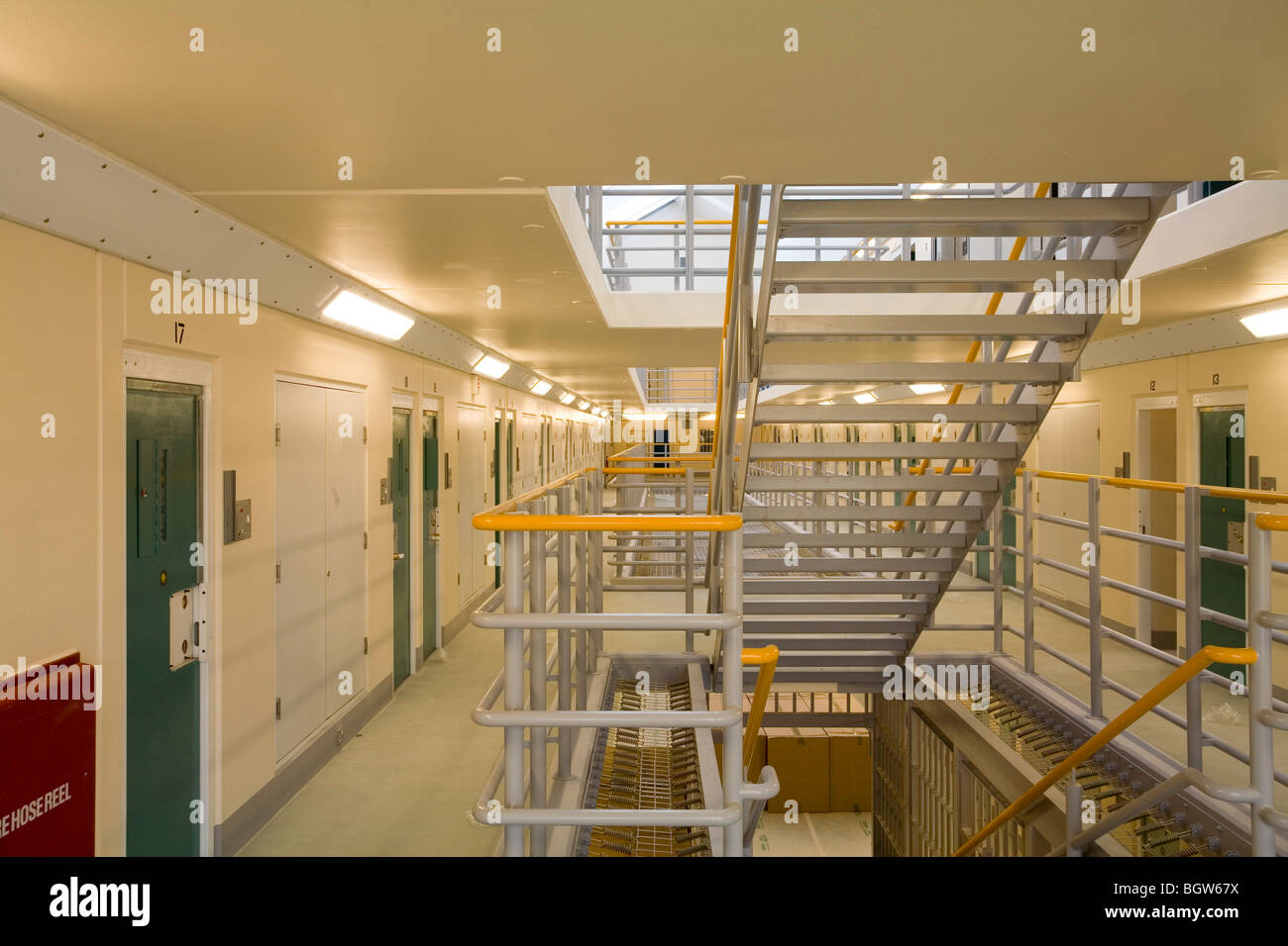 high down prison cell block interior Stock Photo - Alamy