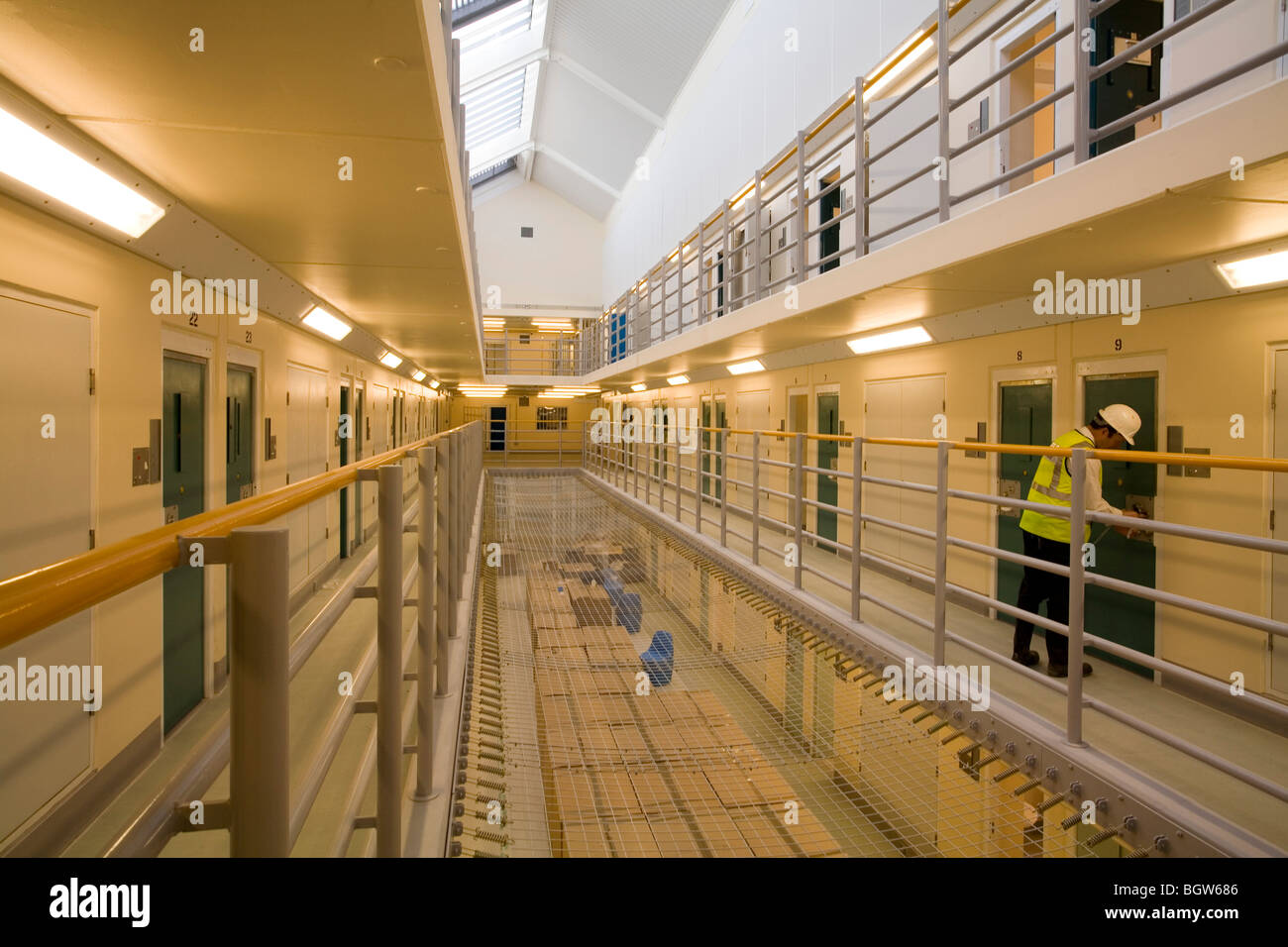 high down prison cell block interior Stock Photo - Alamy