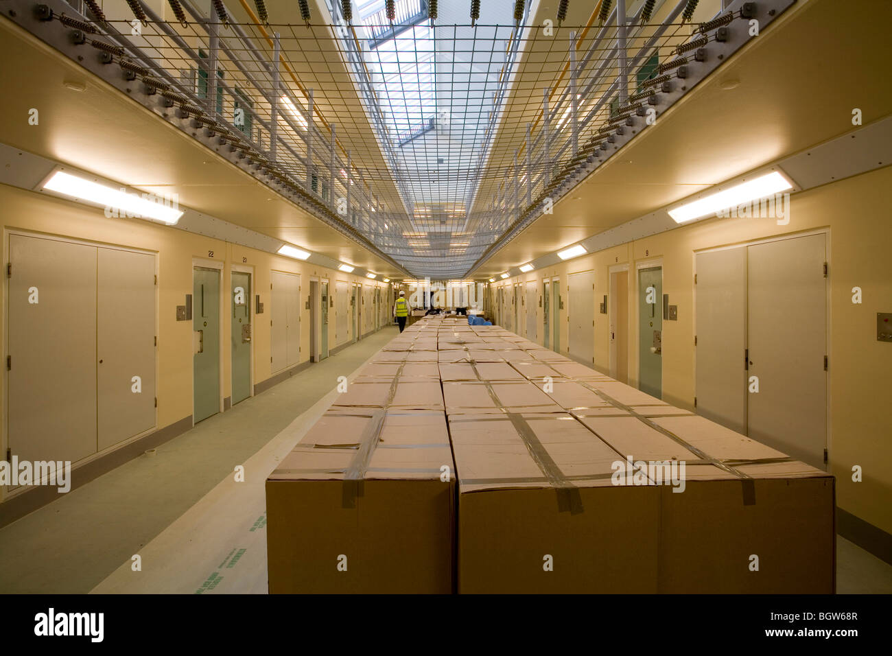 high down prison cell block interior Stock Photo - Alamy