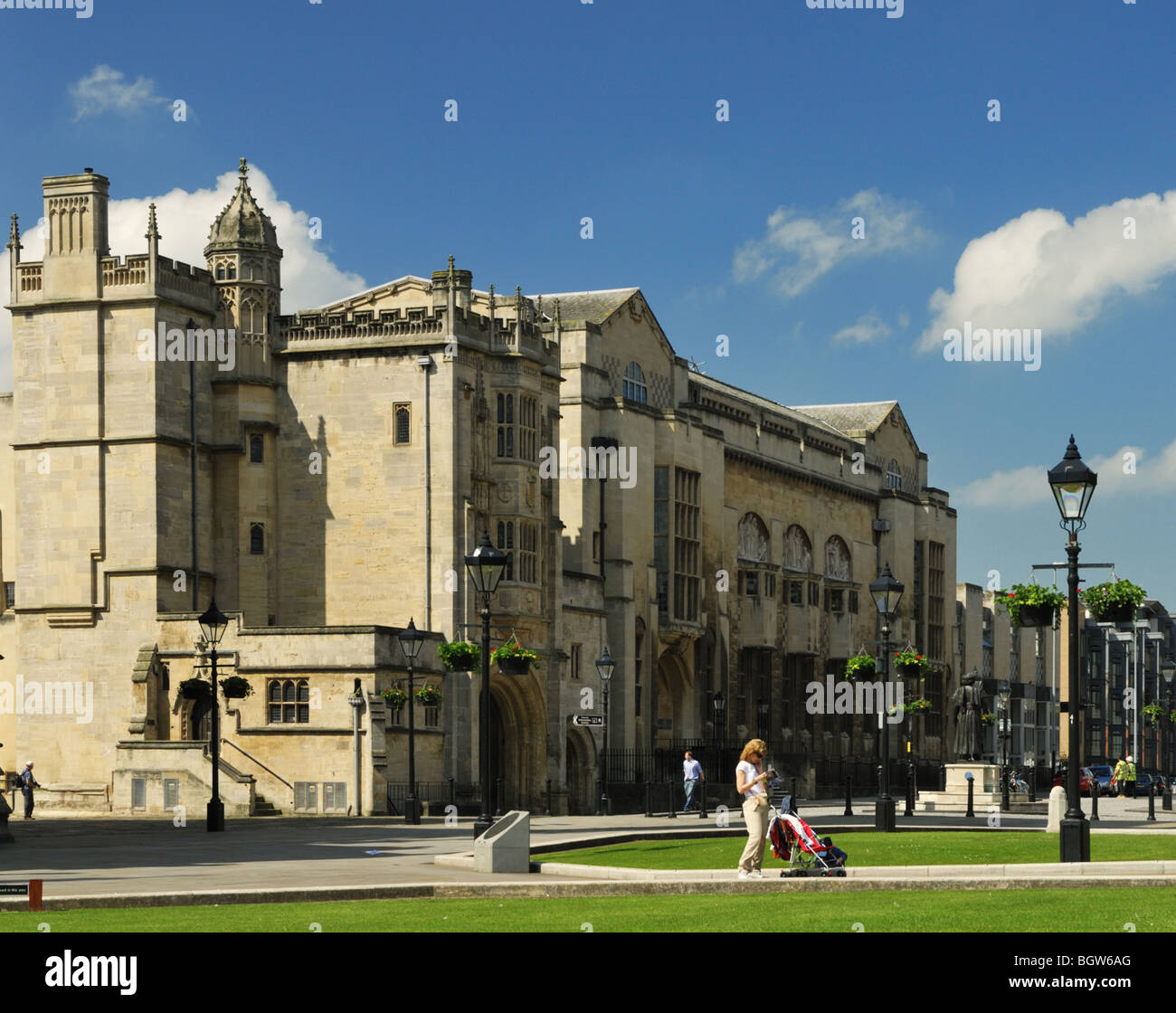 A view of the ancient gatehouse and 20th century Library in central ...