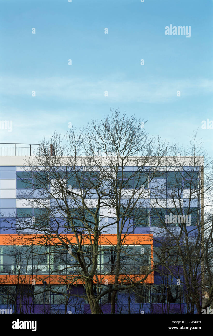 north elevation, multi coloured cladding Stock Photo - Alamy