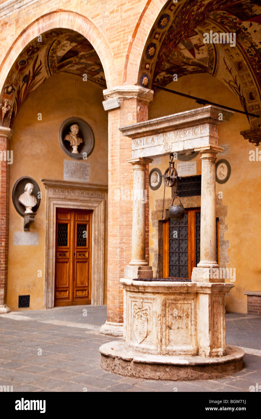 Water well inside of a courtyard in Siena Tuscany Italy Stock Photo - Alamy