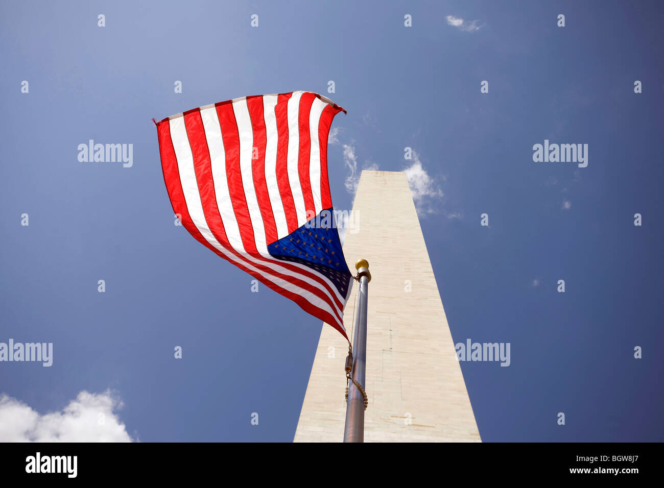 washington monument, washington dc abstract detail with flag Stock ...