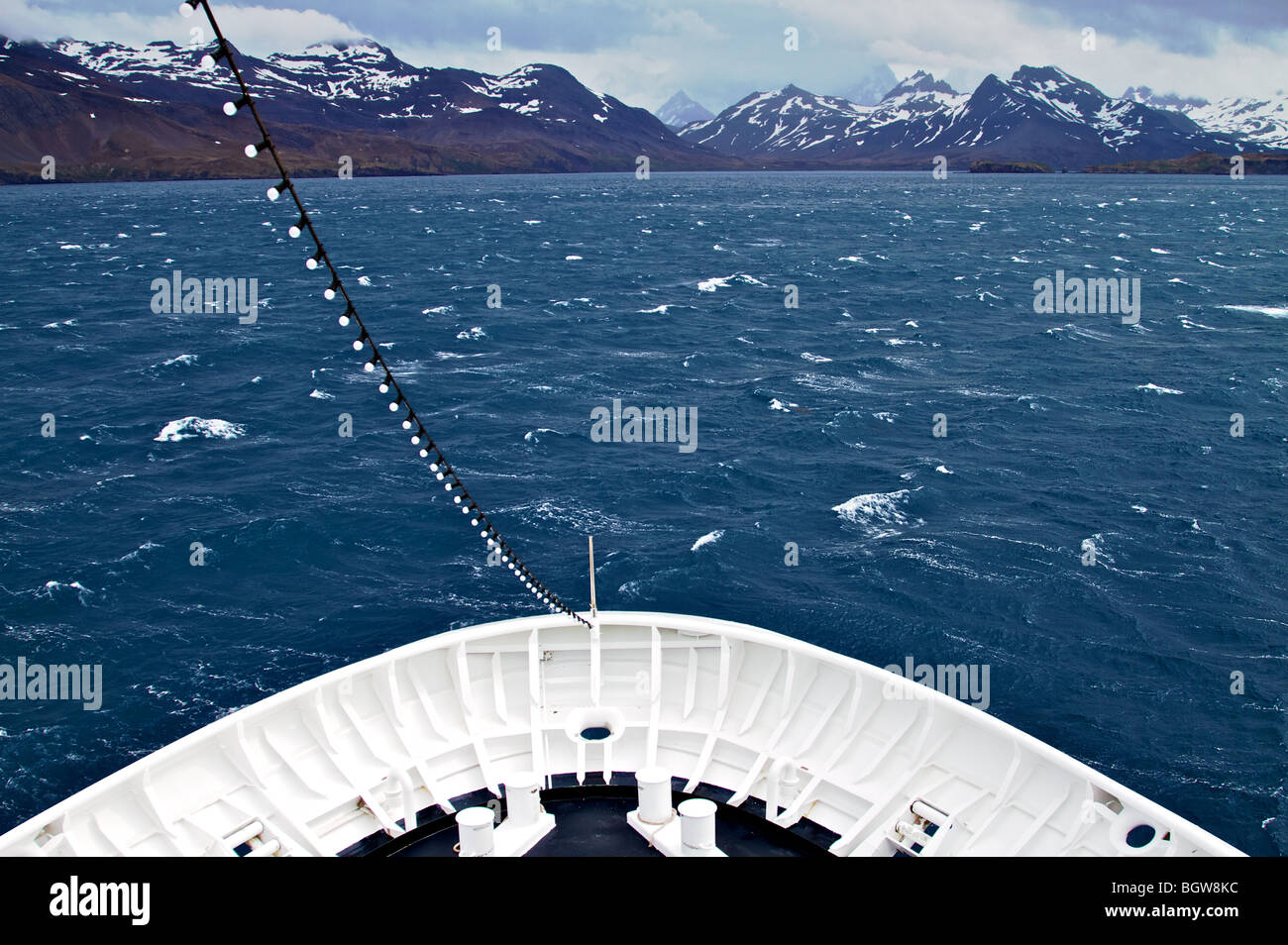 Approaching South Georgia Island in storm aboard Clelia II Stock Photo ...