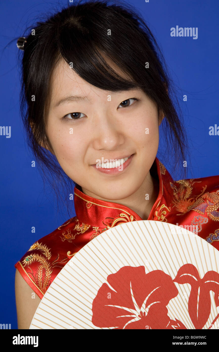Beautiful Young Asian Girl Posing For A Portrait Wearing A Traditional