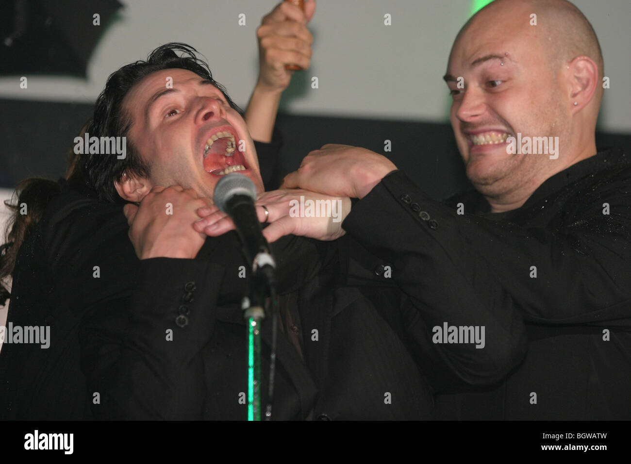 Canadian American actor Keanu Reeves, with writer producers Larry and ...
