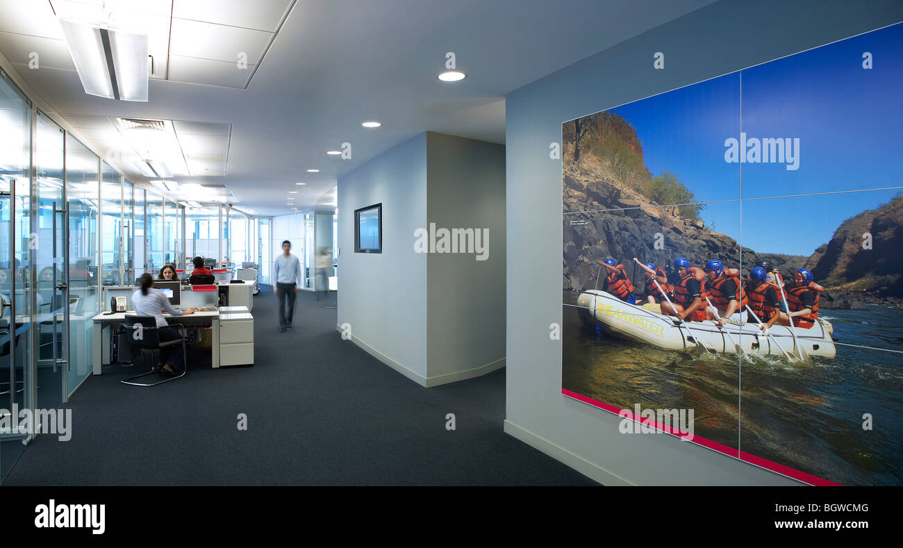 rencap offices moscow, desks with picture on wall Stock Photo - Alamy