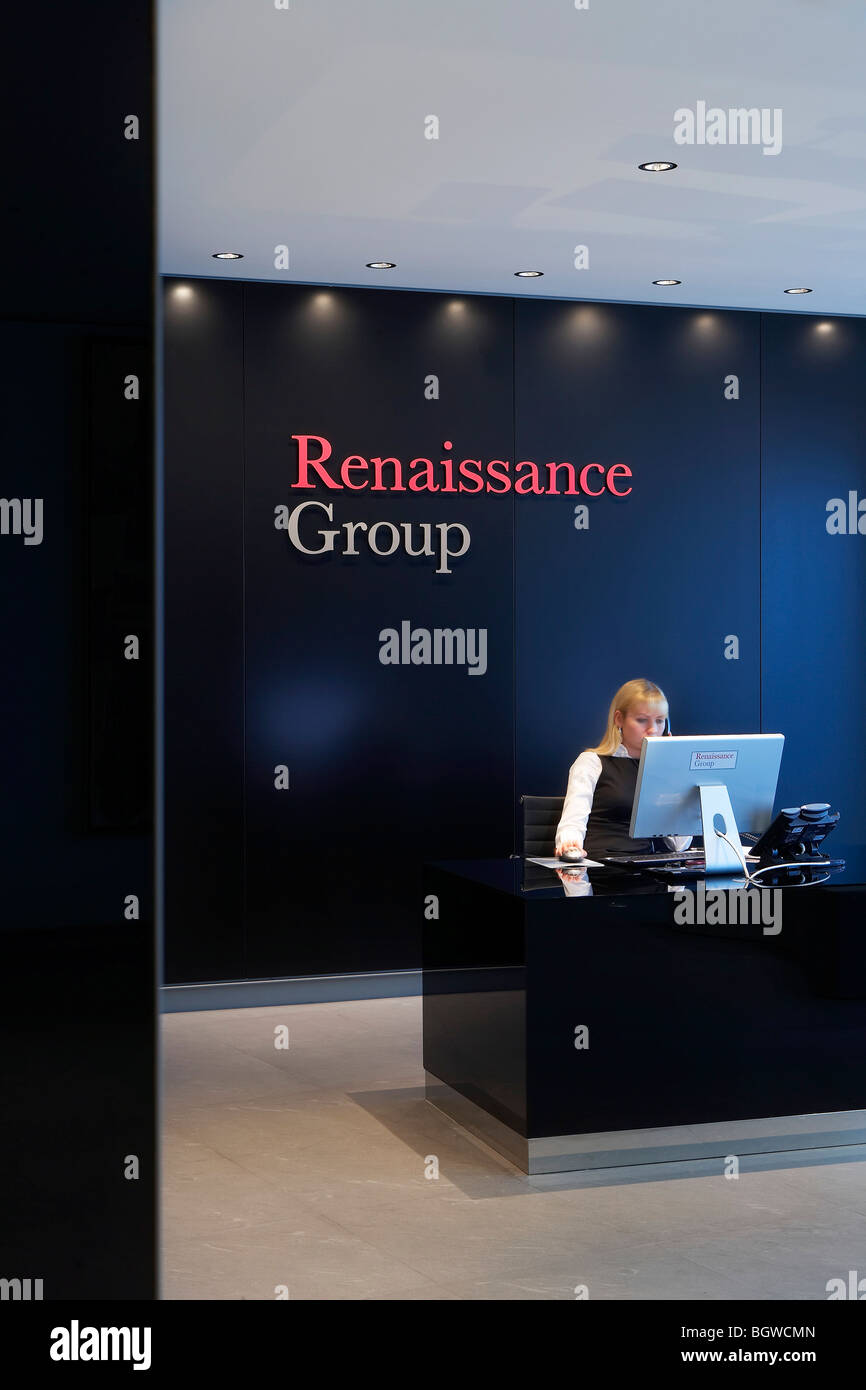 rencap offices moscow, reception desk with signage Stock Photo - Alamy