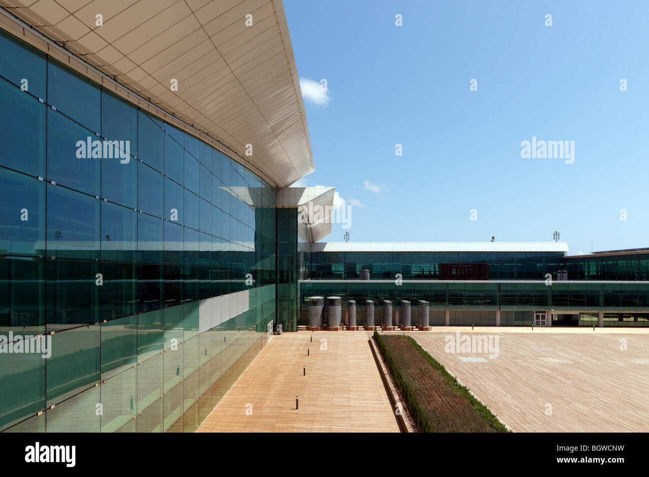 general exterior afternoon view of main terminal building showing glass ...