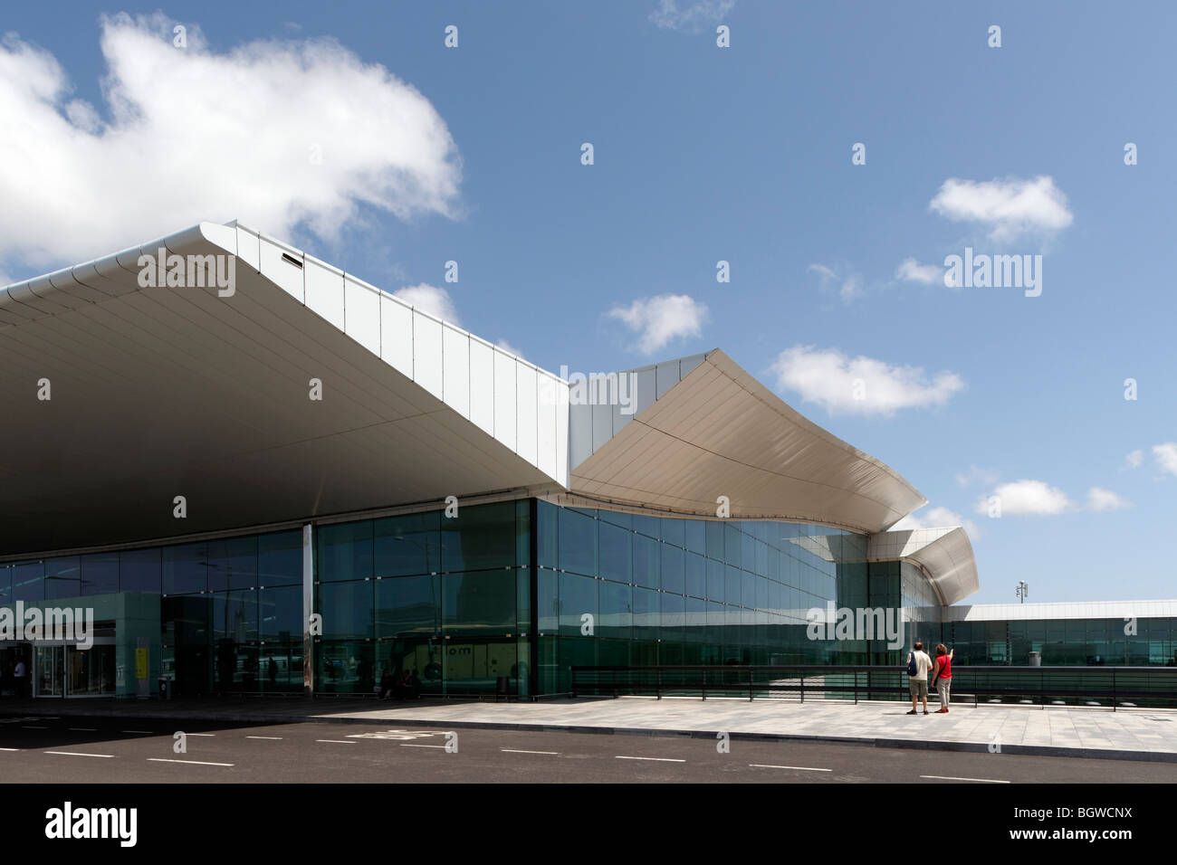 general exterior afternoon view of main terminal building showing glass ...