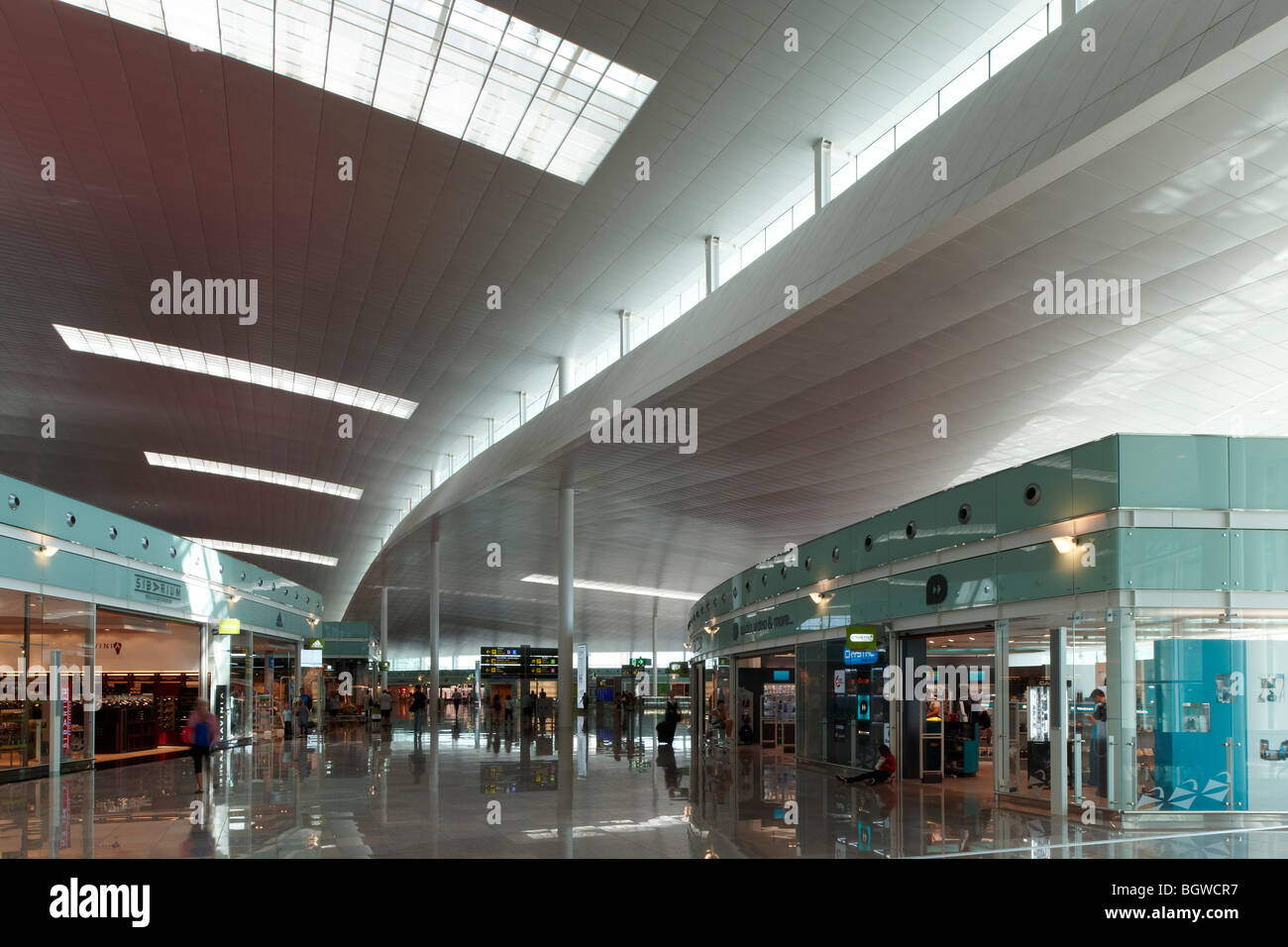 general view of naturally lit airside shopping areas in the terminal ...