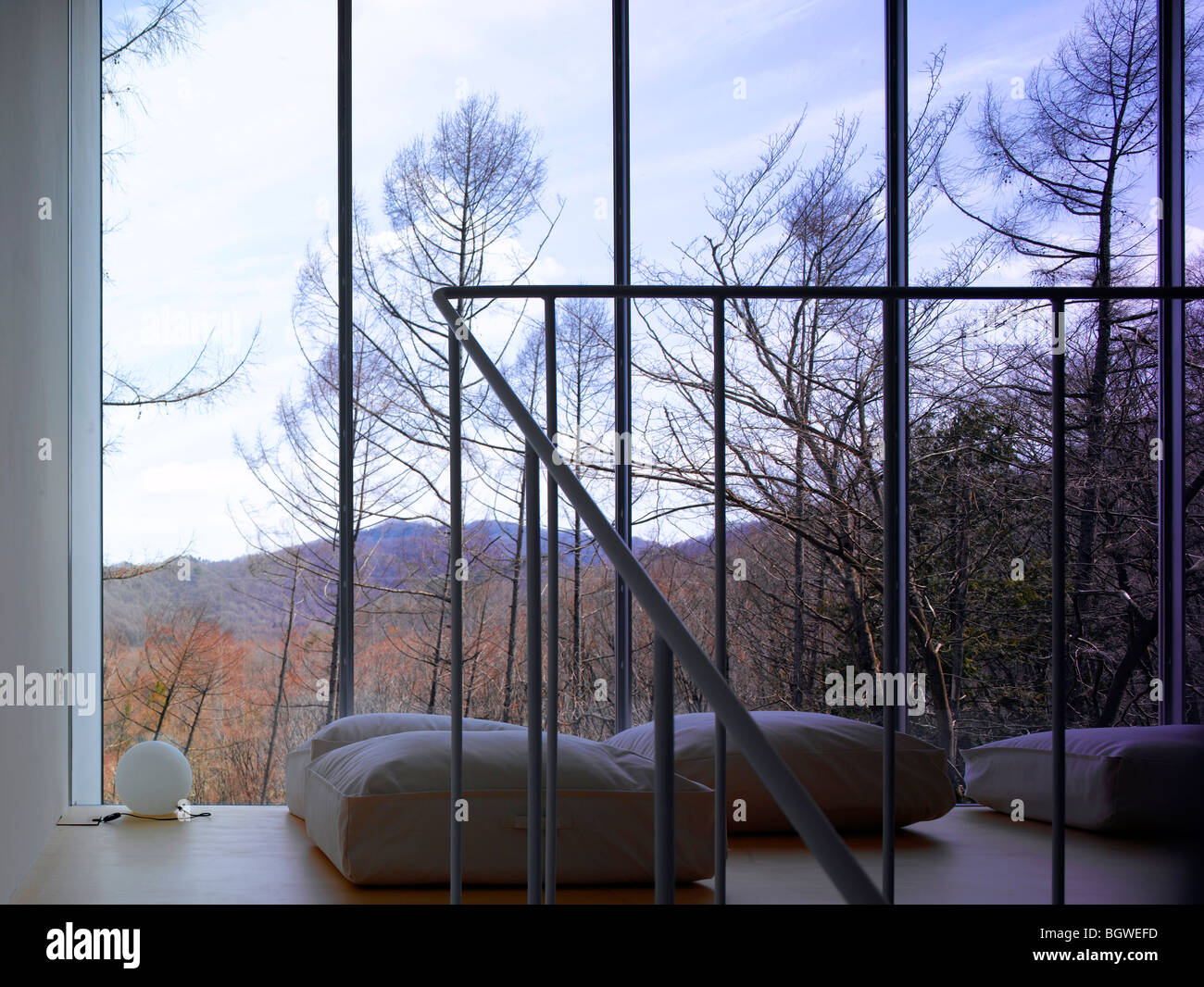 The Stage House, Interior view from mezzanine towards forest Stock ...