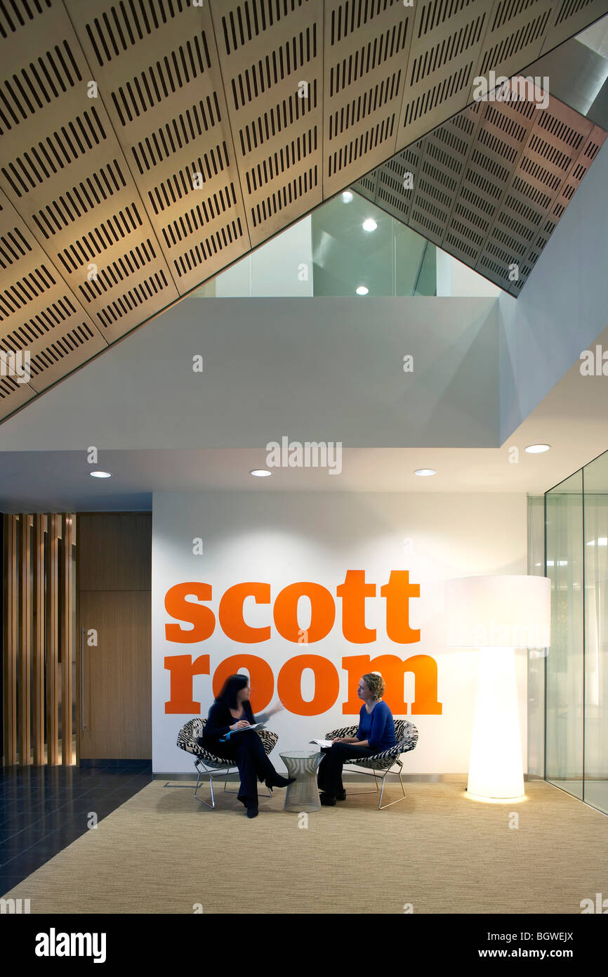 guardian offices kings place, seating area under staircase with large ...