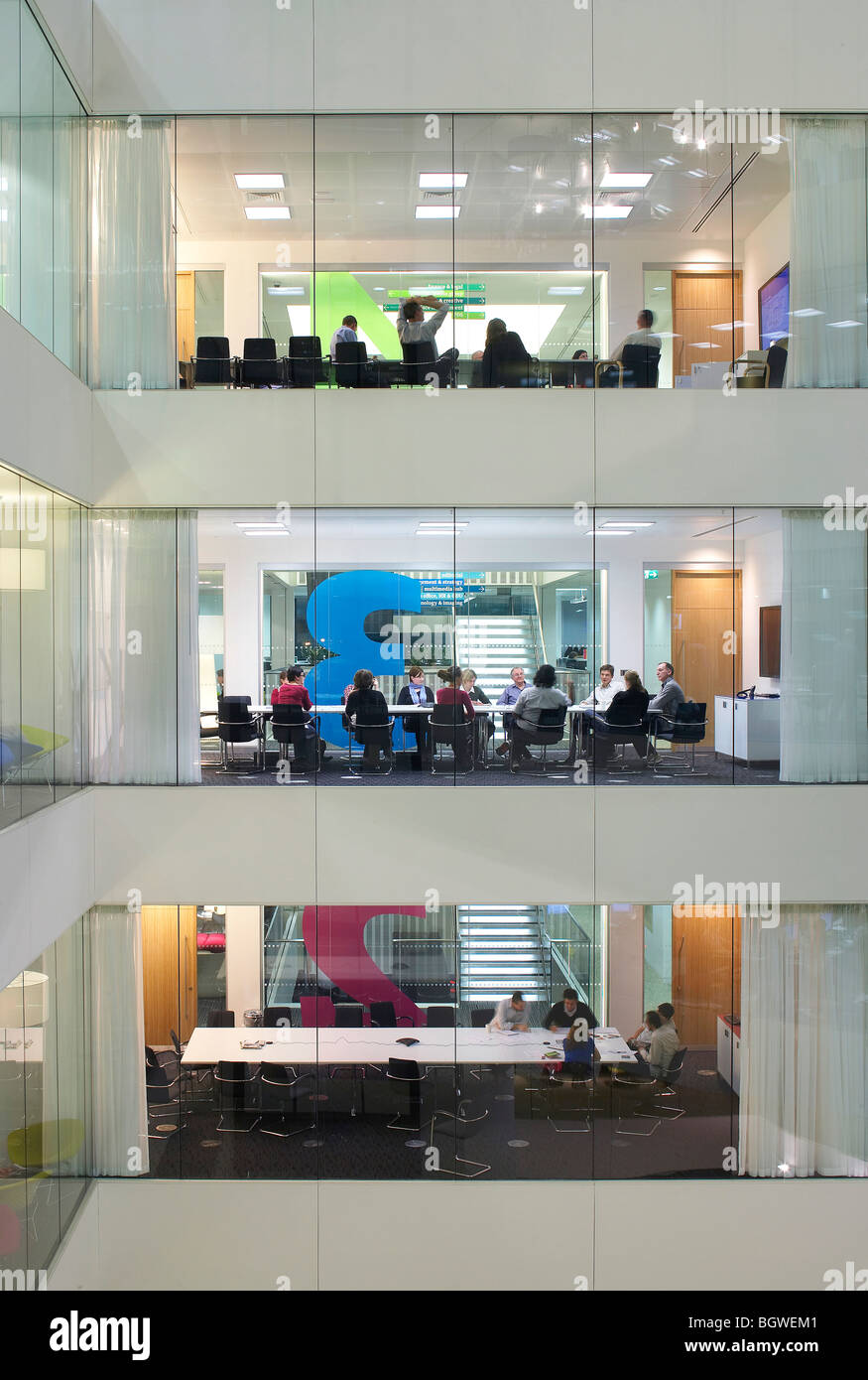 guardian offices kings place, view of three floors through glass walls ...