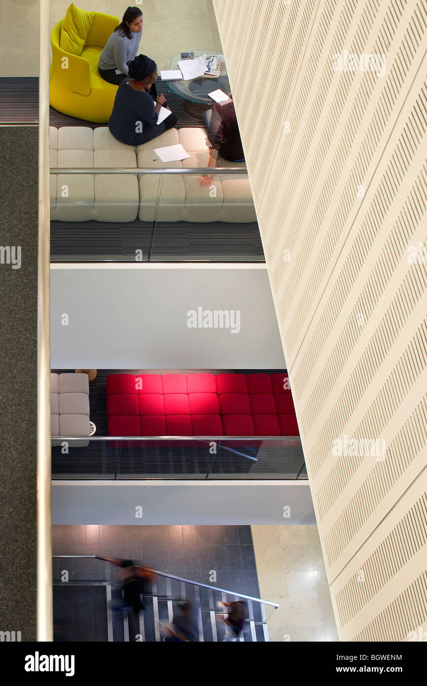 guardian offices kings place, view down atrium showing three floors ...