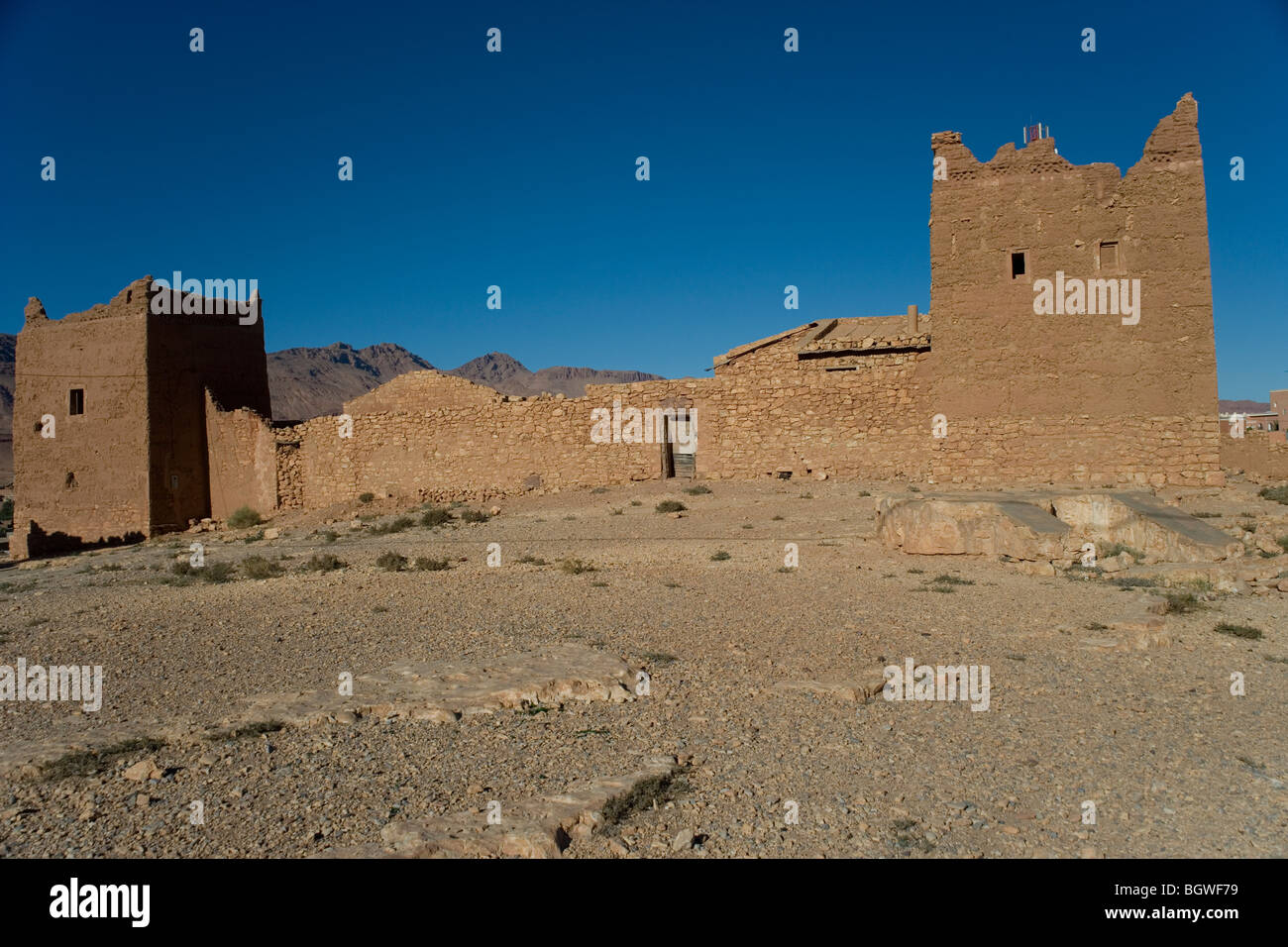 French Foreign Legion Fort on a hill above Tinerhir a small town in the ...