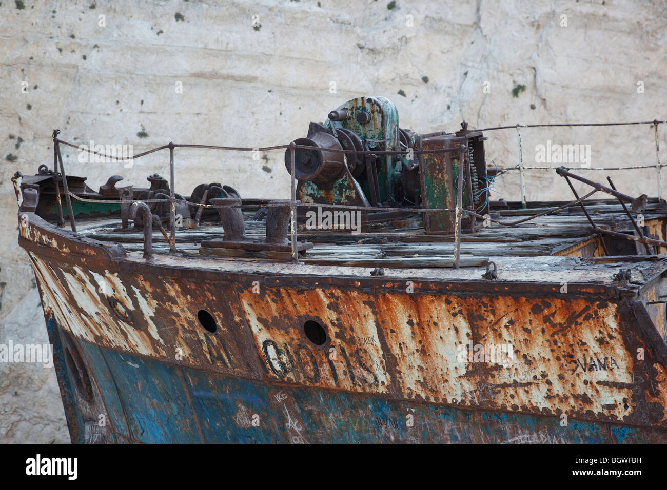 ship Panagiótis on Ship Wreck Beach Stock Photo - Alamy