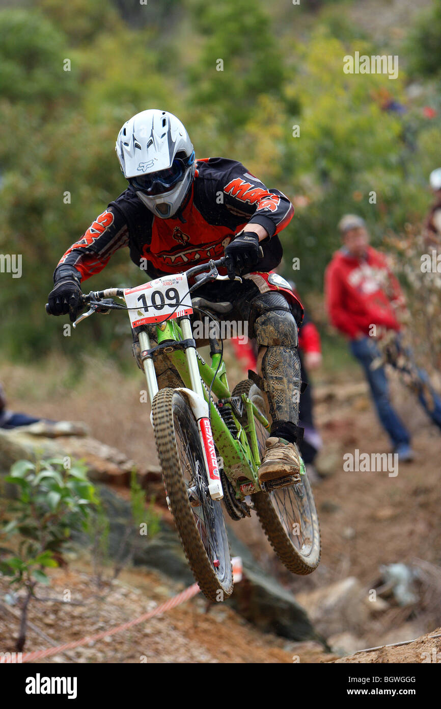 Competitor in downhill Mountain Bike race in Adelaide, Australia Stock Photo - Alamy