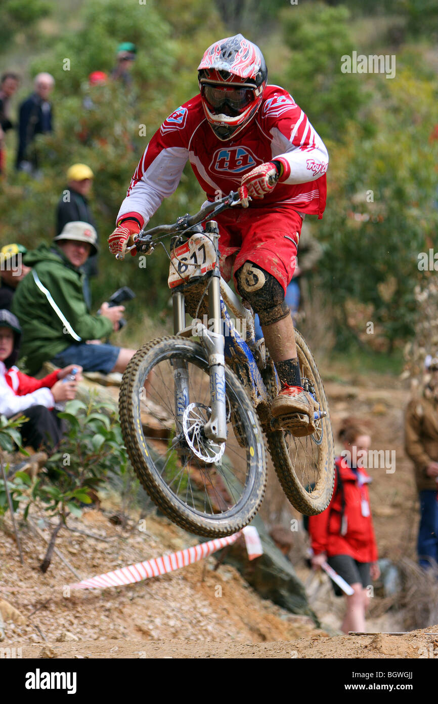 Competitor in downhill Mountain Bike race in Adelaide, Australia Stock ...