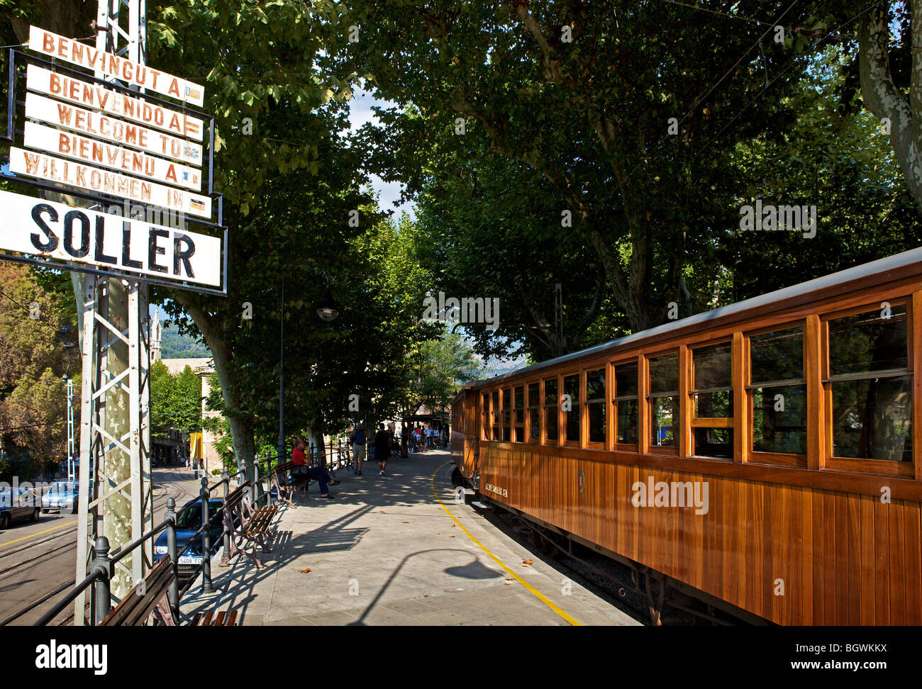 The Ferrocarril de Sóller (Plama-Soller train) at Soller station Stock ...