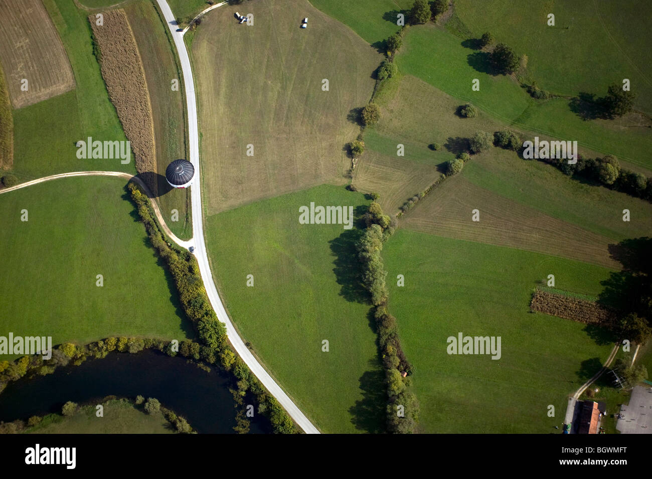 View on the fields from high above Stock Photo - Alamy
