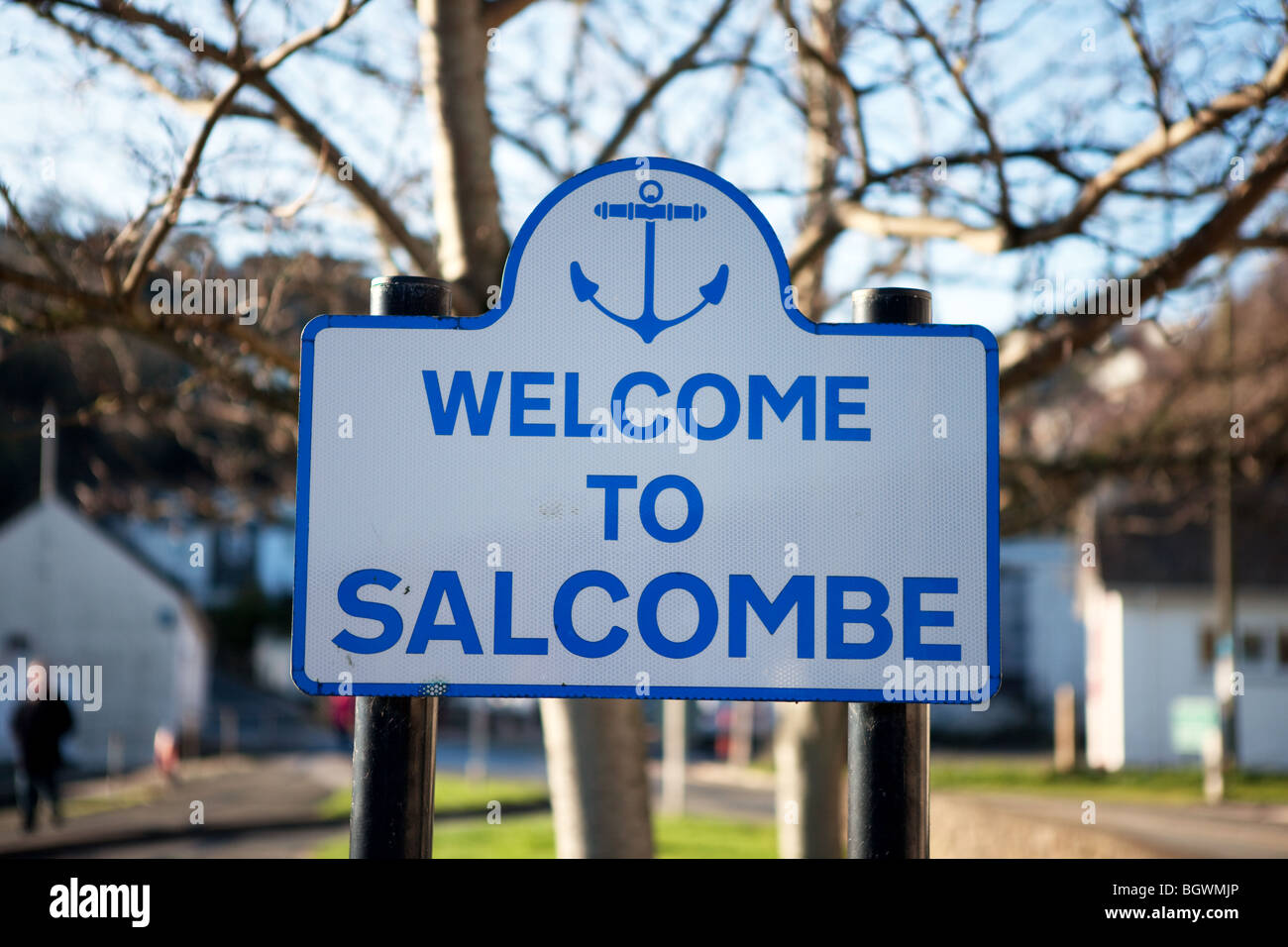 Welcome to Salcombe Sign Stock Photo - Alamy