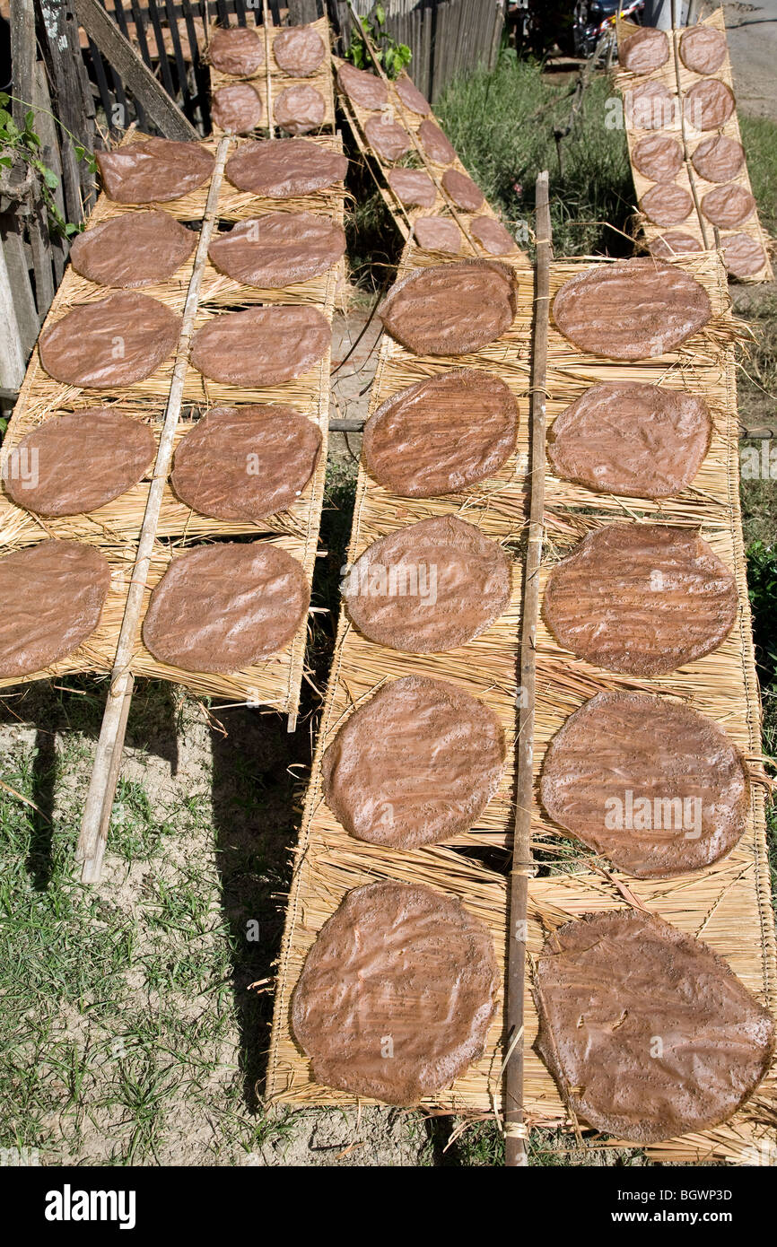 Drying rice cakes. Nyaungshwe. Inle Lake. Myanmar Stock Photo - Alamy