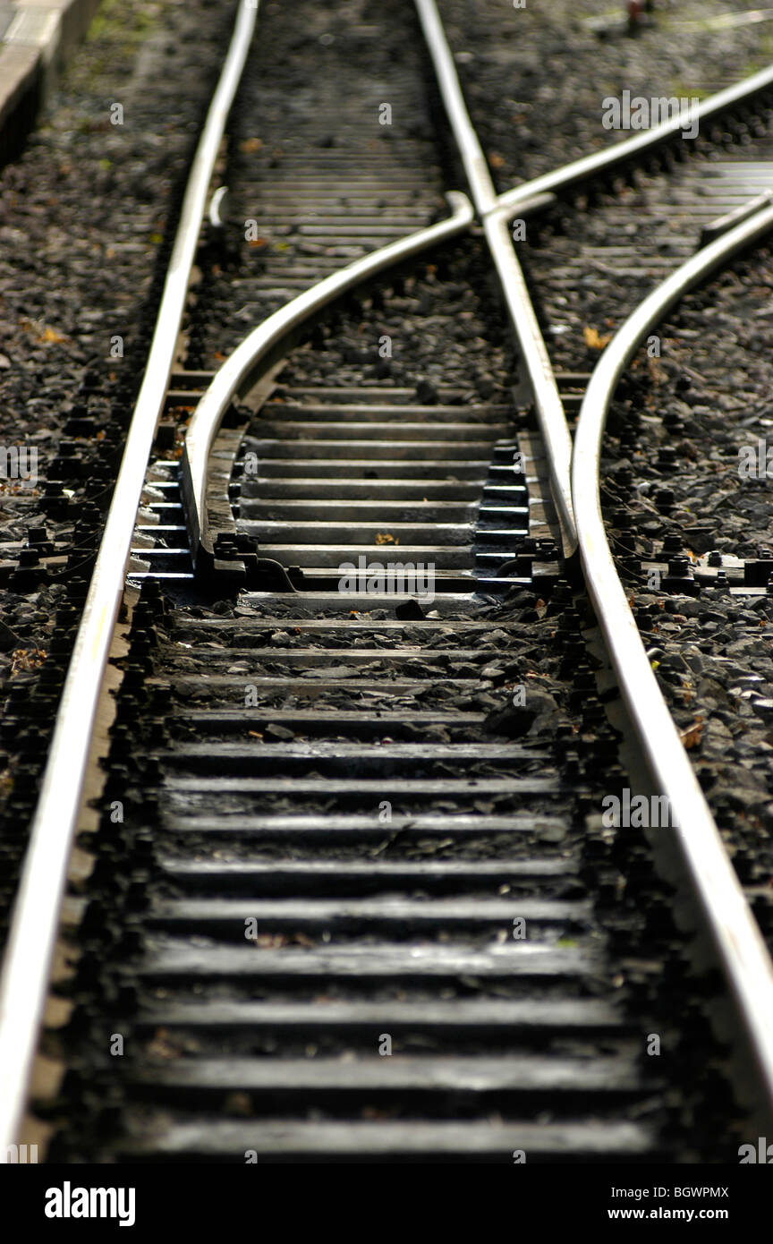 points;squashily;switch;point;turnout;sheet metal plate Stock Photo - Alamy