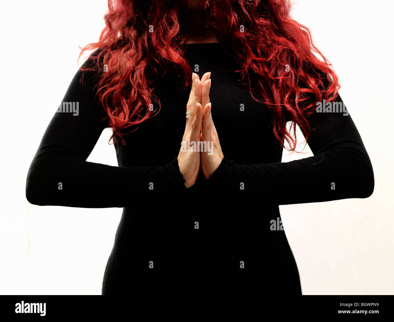 yoga pose hands together Stock Photo - Alamy