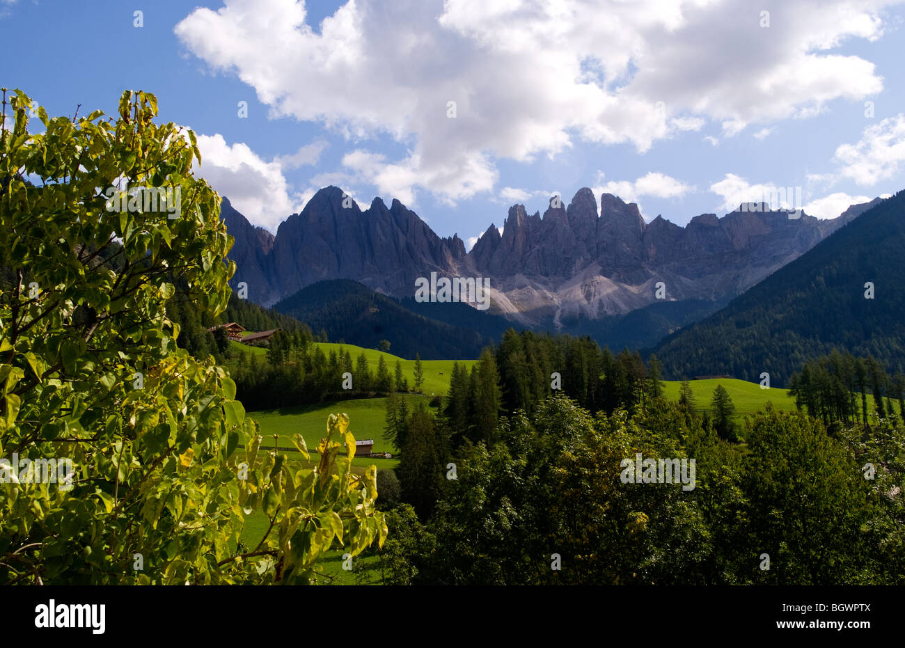 Beautiful isolated valley in the Italian Dolomites village of Val Di ...