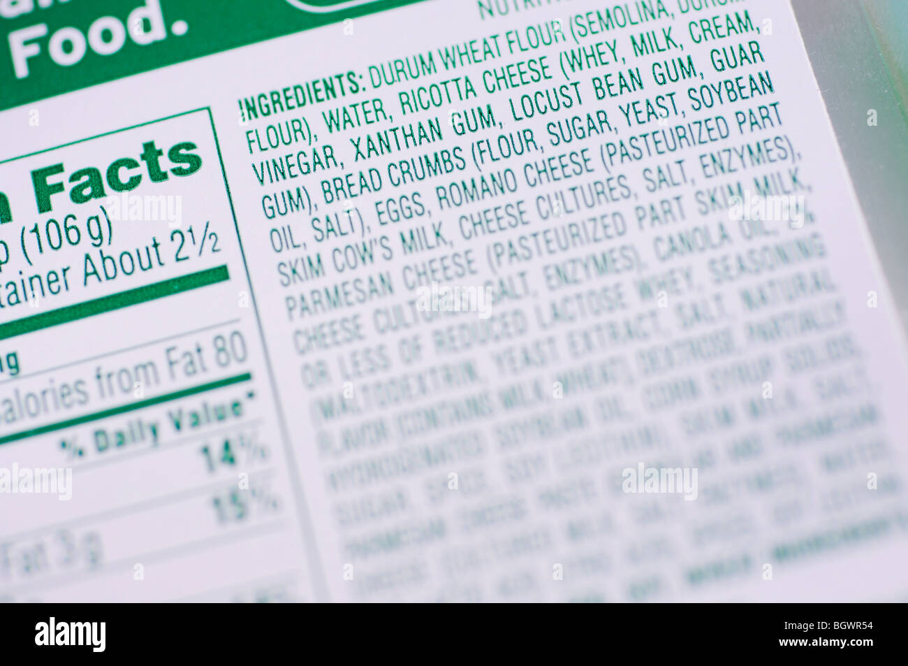 Ingredients list on food package hi-res stock photography and images ...