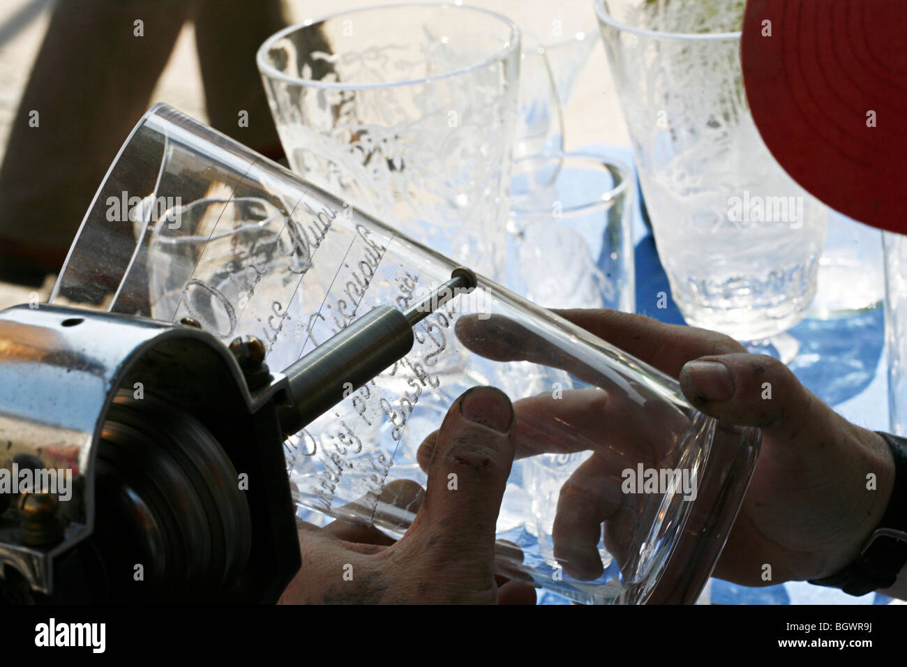 Grind holding glass and grinding Stock Photo - Alamy