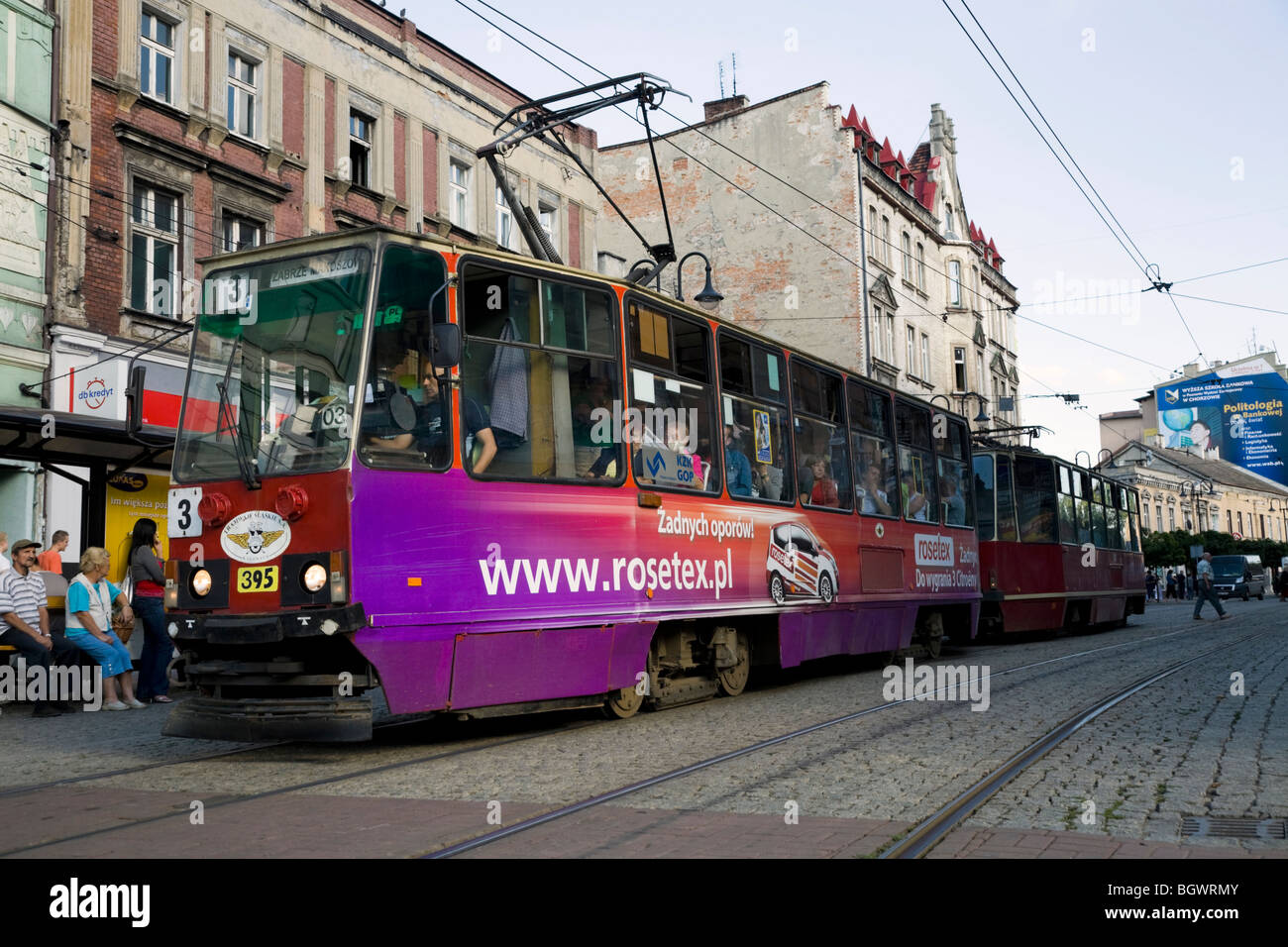 Tram in town centre of Zabrze, Silesia. Poland Stock Photo - Alamy