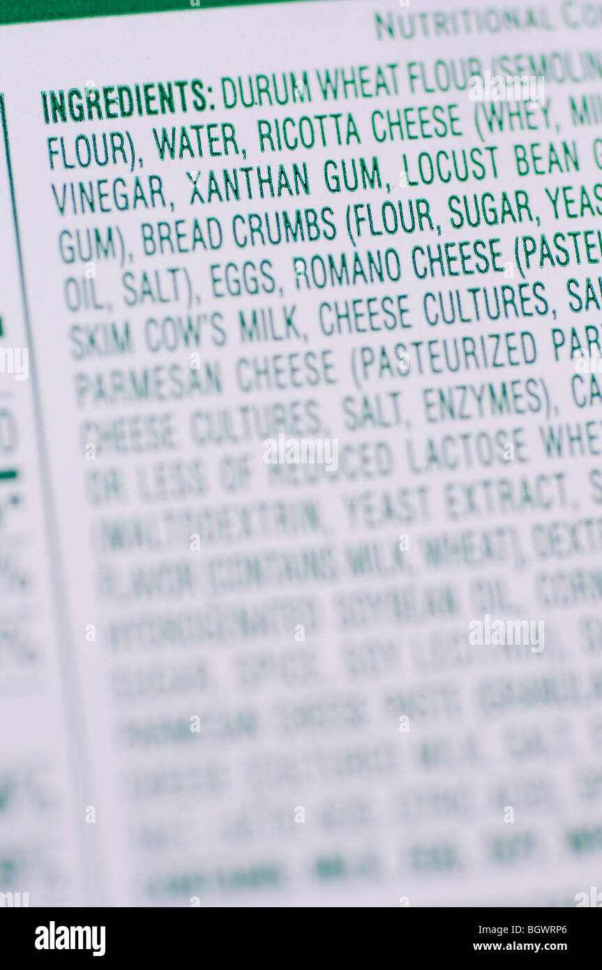 Ingredients list on food package hi-res stock photography and images ...