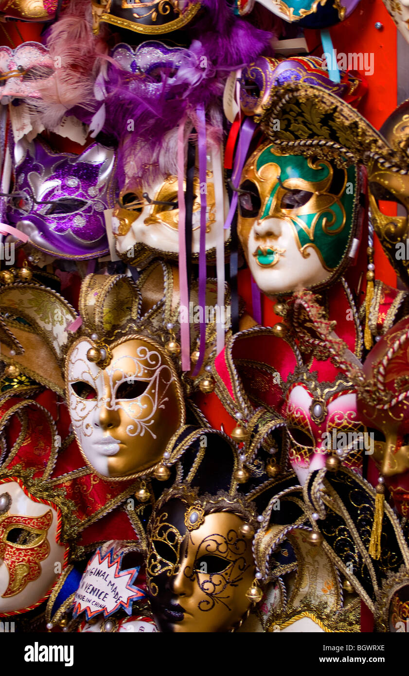 Famous colorful carnival party masks for sale in romantic city of ...