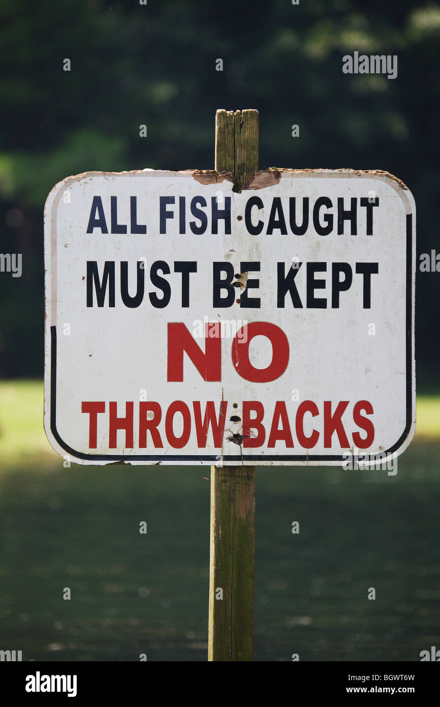 "ALL FISH MUST BE KEPT SIGN" HUMOROUS SIGN NEAR RIVER Stock Photo - Alamy