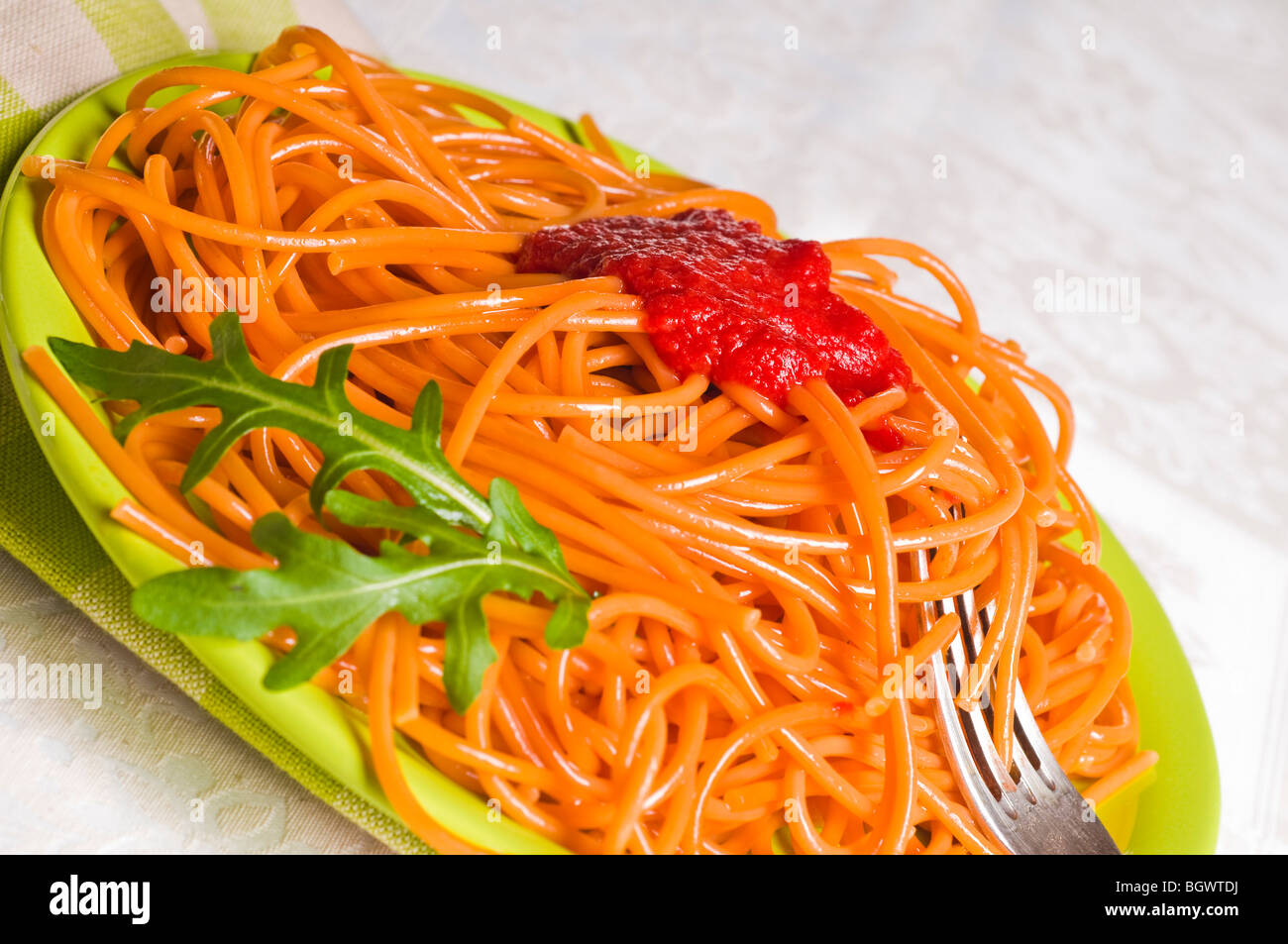 red spaghetti with tomato sauce Stock Photo - Alamy