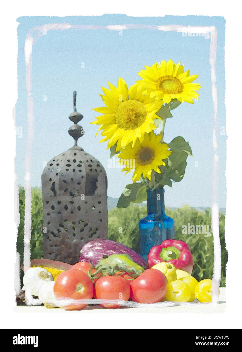 Digital Watercolour, still life Stock Photo - Alamy