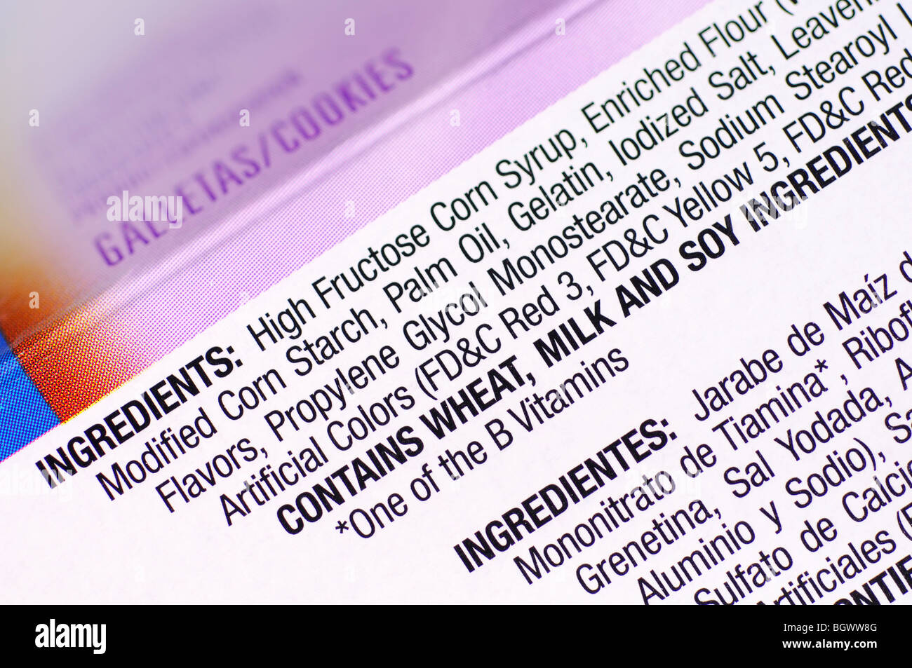 High fructose corn syrup label hi-res stock photography and images - Alamy