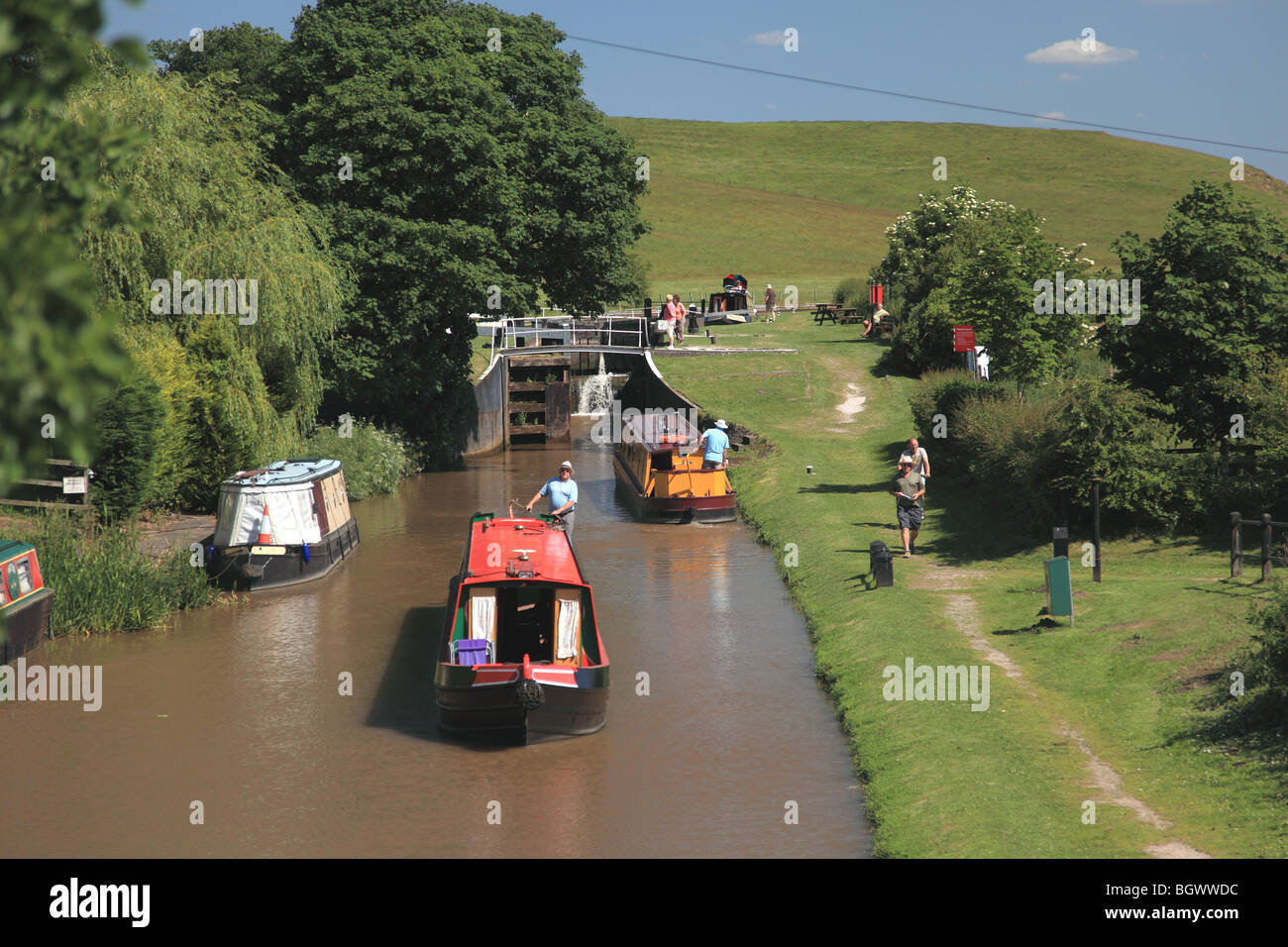 Beeston Iron Lock on the Shropshire Union Canal, made of large iron ...