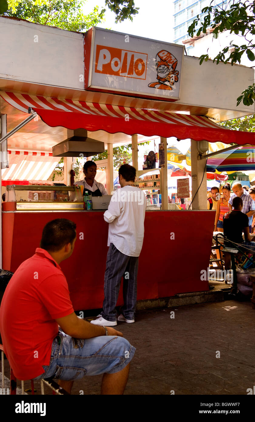 Local pollo chicken restaurant in market in downtown Havana Cuba Stock ...