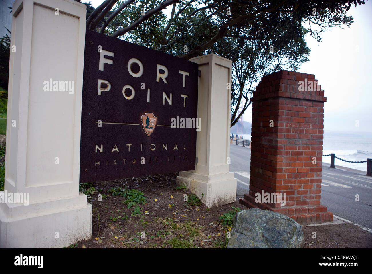 National Park Service welcome sign for Fort Point National Historical ...