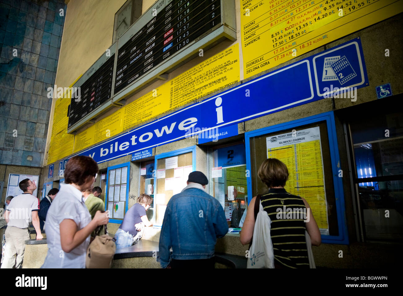 Ticket office hall & ticket kiosk windows inside the main railway ...