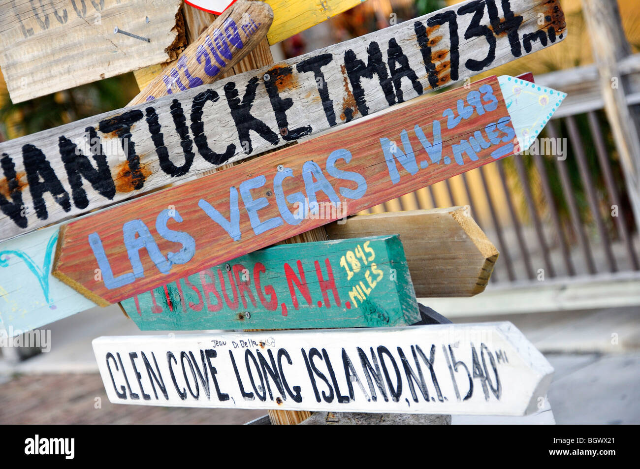 Directions sign, Key West, Florida, USA Stock Photo - Alamy